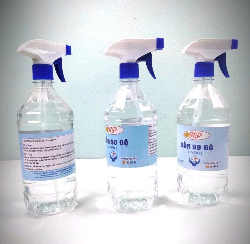 Cồn 90 độ có vòi xịt (cồn 90 độ 1 lít) - Văn phòng phẩm Sơn Ca